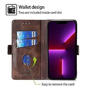 Fansipro Wallet Folio Case for Samsung Galaxy S9 Plus, Premium PU Leather Slim Fit Cover for Galaxy S9 Plus, 2 Card Slots, Friendly Fit, Brown & Golden