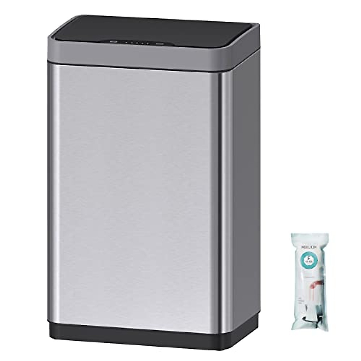 Mbillion Touchless Infrared Motion Sensor Trash Can 13.2 Gallons, Rectangular Stainless Steel Finish Hands-Free Automatic Open Smart Garbage Can for Home and Office Steel Brushed