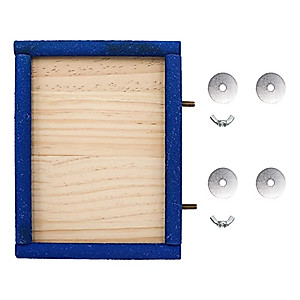 Bird Wooden Perch Stand, Bird Feeder Toy, Natural Wooden Bird Cage Accessories, Paw Grinding Standing Perch with Rough Quartz Sand Surface for Parrot, Parakeet, Budgies, Cockatiel, Rats(Blue)