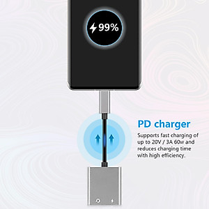 PEPPER JOBS USB-C to 3.5 mm Headphone Jack Adapter 2-in-1 USB-C to AUX Adapter with Fast Charging, Compatible with Samsung Galaxy S21 Series and More (C2PDA)