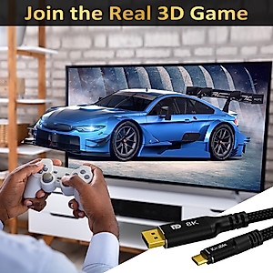 USB C to DisplayPort 1.4 Cable 4 FT, 8K@60Hz, 4K@120Hz, Thunderbolt 4/3 Type C to DP Cord, (Thunderbolt 4/3 Compatible) for MacBook Pro/Air, iPad Pro, iPhone 15 Pro Max, Galaxy, XPS-(Not HDMI)