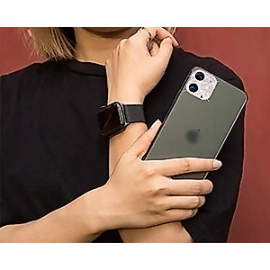 Rear Camera Decorations for iPhone 11 3D Bling Bling Diamond Lens Protective with Flash Hole Ring Anti-Fall Decorate Crystal Rhinstone Sticker iPhone11 Protector Cover Silver