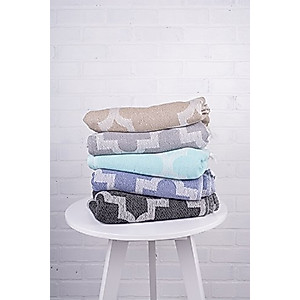 DII Modern Moroccan Cotton Blanket Throw with Fringe for Couch, Chair, Guest Room, Picnic, Camping, Beach, & Everyday Use, 50x60, Aqua