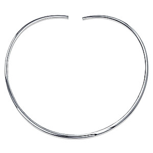 Classic Simple Plain Flat Slider Contoured Collar Curved Choker Necklace For Women Polished.925 Silver Sterling Add Pendant 3MM