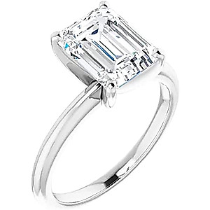 Moissanite World Minimalist Round Diamond Engagement Ring, Emerald Cut 3.00CT, Colorless Moissanite Ring, 925 Sterling Silver, Solitaire Engagement Ring, Wedding Ring, (5.5)