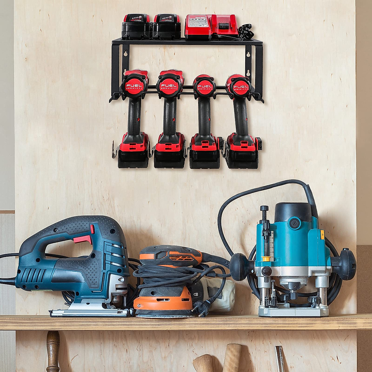 TreeLen Power Tool Organizer, Drill Holder Wall Mount,Heavy Duty Tool Shelf & Storage Rack, Great as Tool Box Organizers and Storage