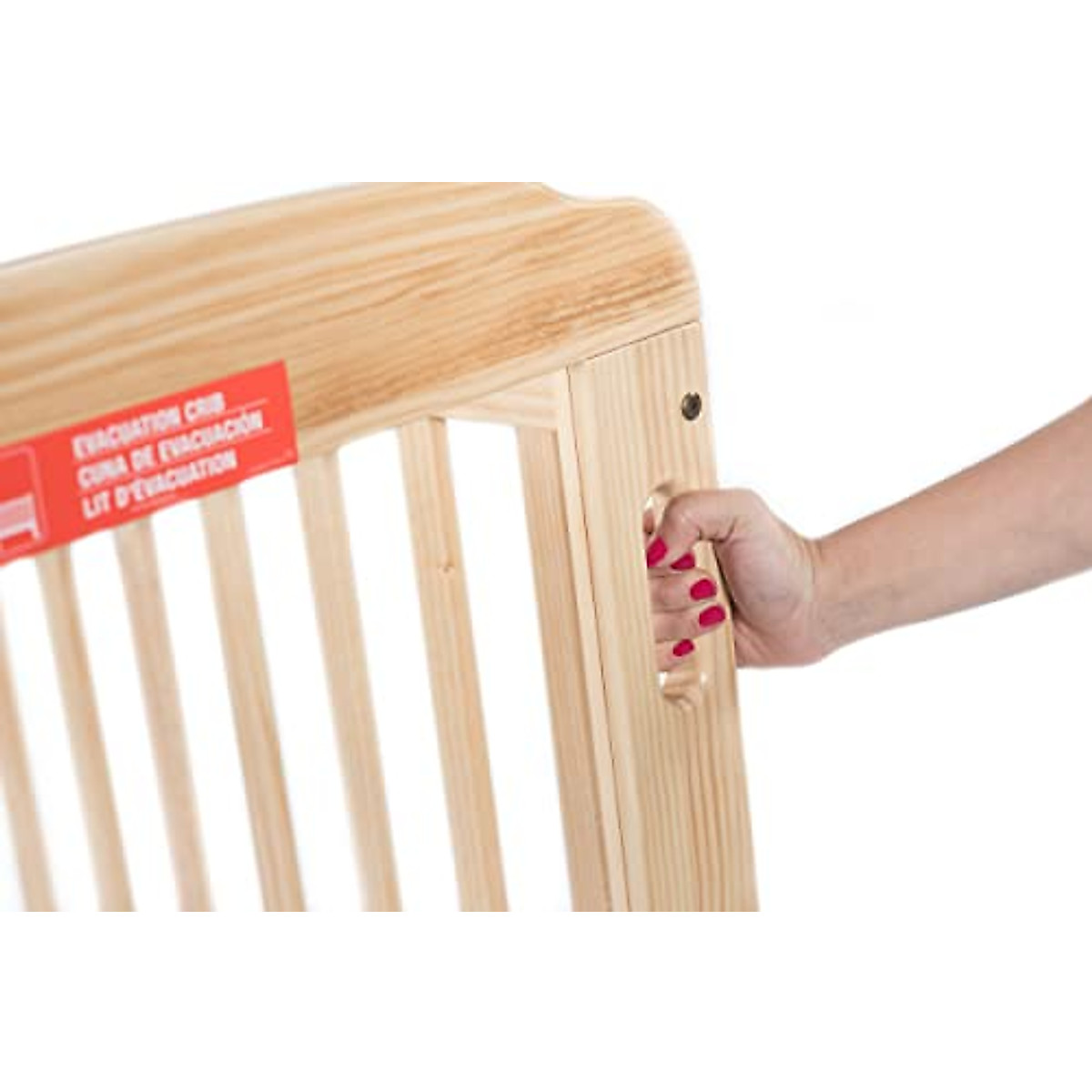 Foundations First Responder Evacuation Crib with Fixed-Side, Clearview, (Includes Evacuation Frame and Casters), Natural