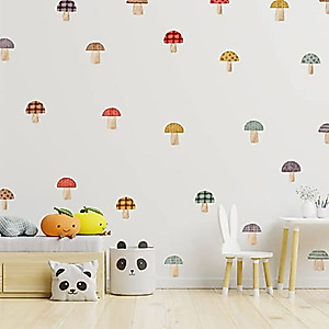 Watercolor Mushroom Decor Retro Room Wall Decals Peel and Stick Vinyl Wall Stickers Room Wall Art Decals for Kids Nursery Baby Room Bedroom Wall Decor