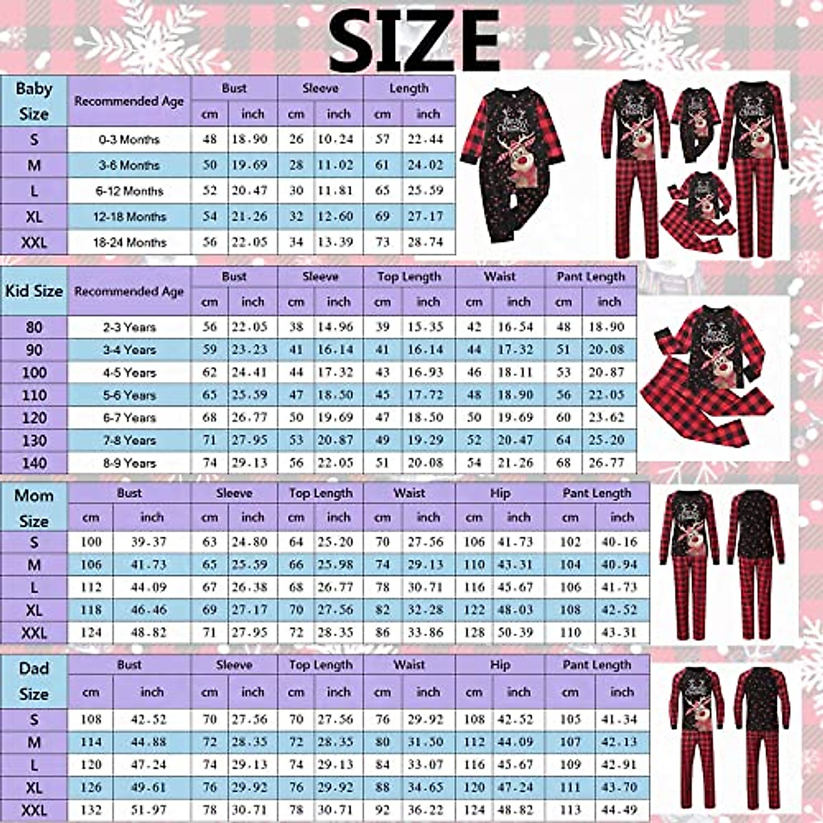 Christmas Pajamas for Family 2023 Couples Matching Pajamas Print Long Sleeve Pjs Set Loungewear Sleepwear Jammies Women
