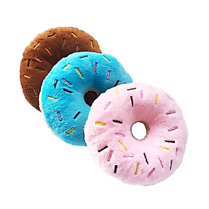 jeeone 1Pcs Donut Dog Toy Squeak Chew Toy Tooth Cleaning Dog Supplies, Bite-Resistant Golden Retriever Teddy Pet, Etc., Dog Training, Sofa Damage Prevention, Donut Pet Toy - Color Randomly
