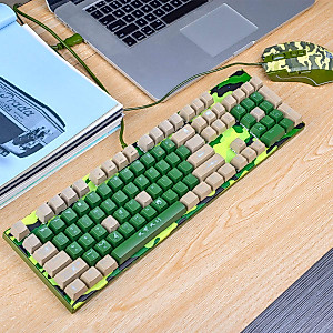 Merdia Mechanical Gaming Keyboard Wired Backlit OUTEM Black Switch Keyboard Full Size 104 Keys US Layout-Camouflage