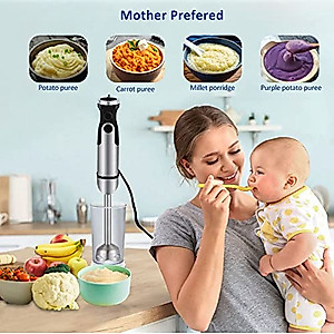 TRACONN Immersion Hand Blender Multi-Purpose 220V 4 IN 1 Blender Heavy Duty Copper Motor Stainless Steel Finish Includes Whisk Attachment, Chopper and Smoothies Cup (HB3302 EU Plug)