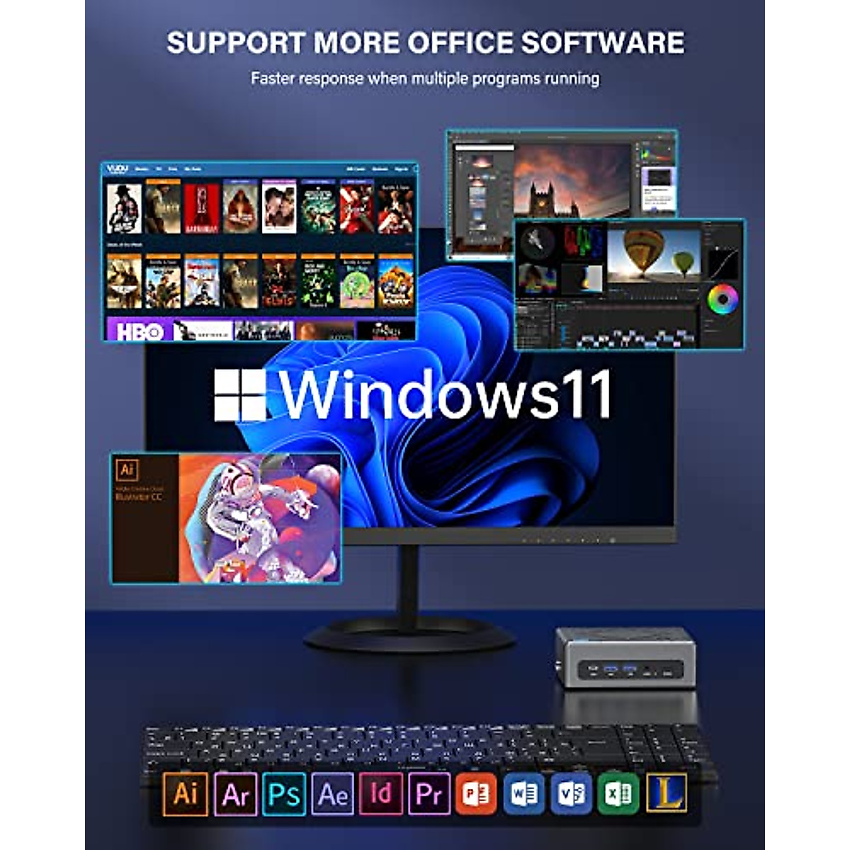 KAMRUI Mini PC Intel 11th Gen i5-11320H(Up to 4.5 GHz) Windows 11 Pro, Mini Computers 16GB RAM 512GB SSD, Mini Desktop Computer Super Fast WiFi BT Type-C USB3.0 4K UHD Triple Display VESA Home Office
