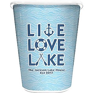 YouCustomizeIt Live Love Lake Waste Basket - Double Sided (White) (Personalized)