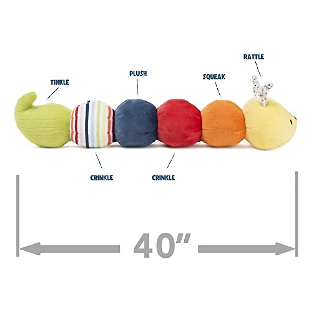 GUND Baby Tinkle Crinkle Jumbo Caterpillar Sensory Stimulating Plush Toy, 40"