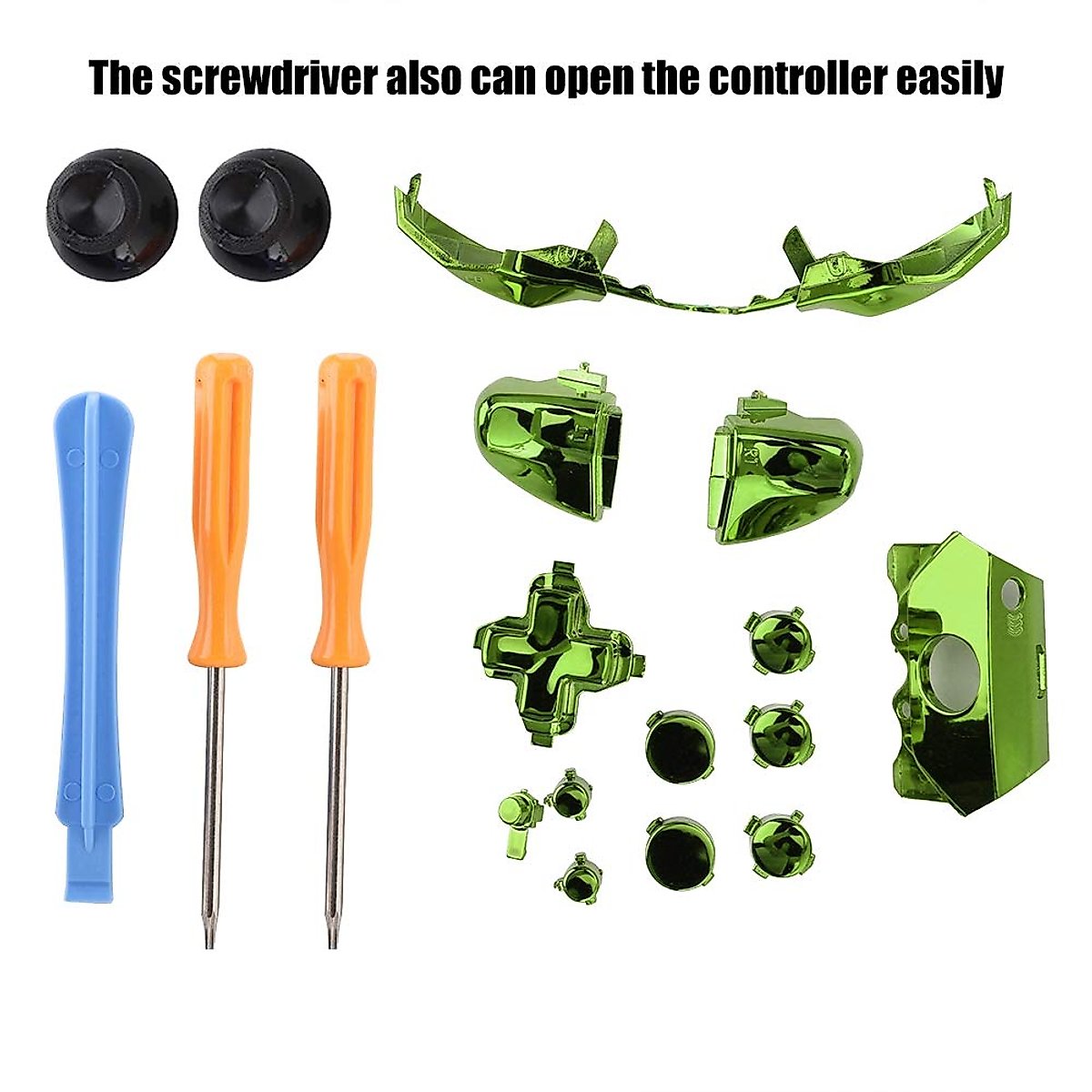Replacement Buttons & Tools Kit for 360 Joystick, 360 Controller RB LT RT Buttons Screwdriver Set(Green)