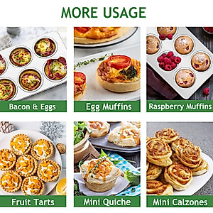 Herogo 2 Pack Stainless Steel Muffin Pan Tin for Baking, 6-Cup and 9-Cup Metal Nonstick Cupcake Molds Tray Set for Making Egg Muffin, Easy to Clean & Quick Release, Oven & Dishwasher Safe