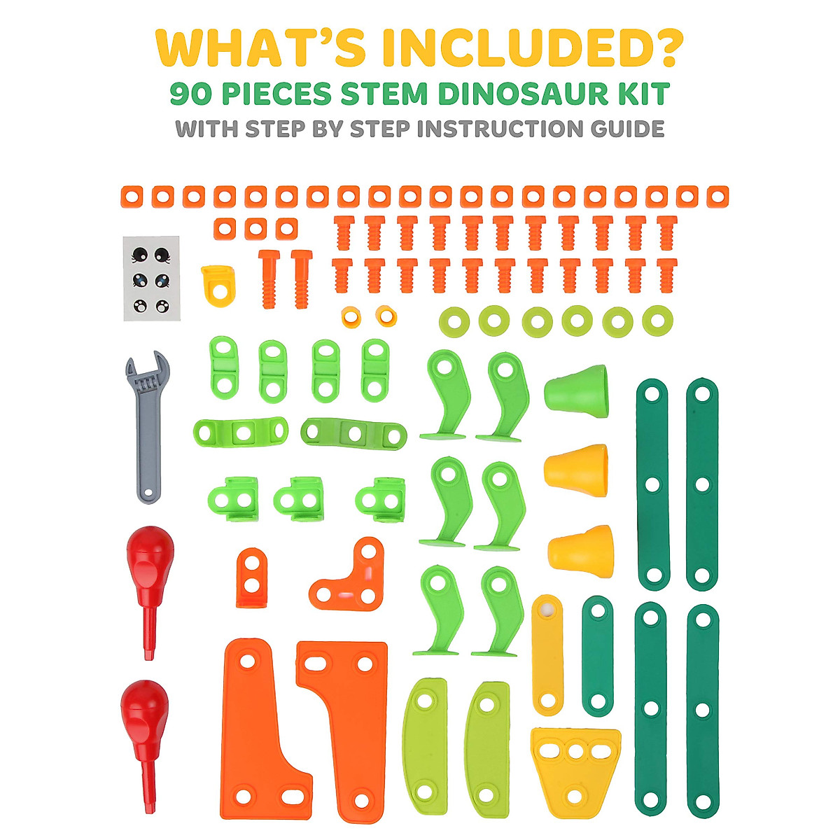 Fine Motor Toys for 4 Years Old & Up, 90-Piece STEM Dinosaur Building Set, Dinosaur Toys for Boys & Girls 4 5 6 7 8 Years Old