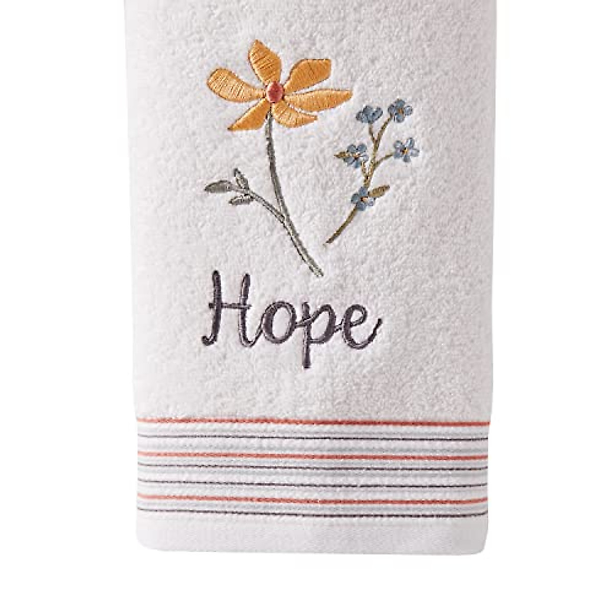SKL Home Faithful Flowers Hand Towel,Cotton , White Small