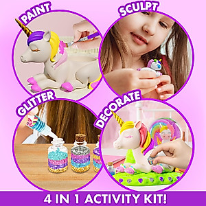 Paint Your Own Unicorn Craft Kit Ceramic Unicorn Snow Globe with Painting Art Crafts Unicorn Gift for Girls Tweens DIY Paint Potion Making Activity Kit for Kids Decorate Room Ages 6+