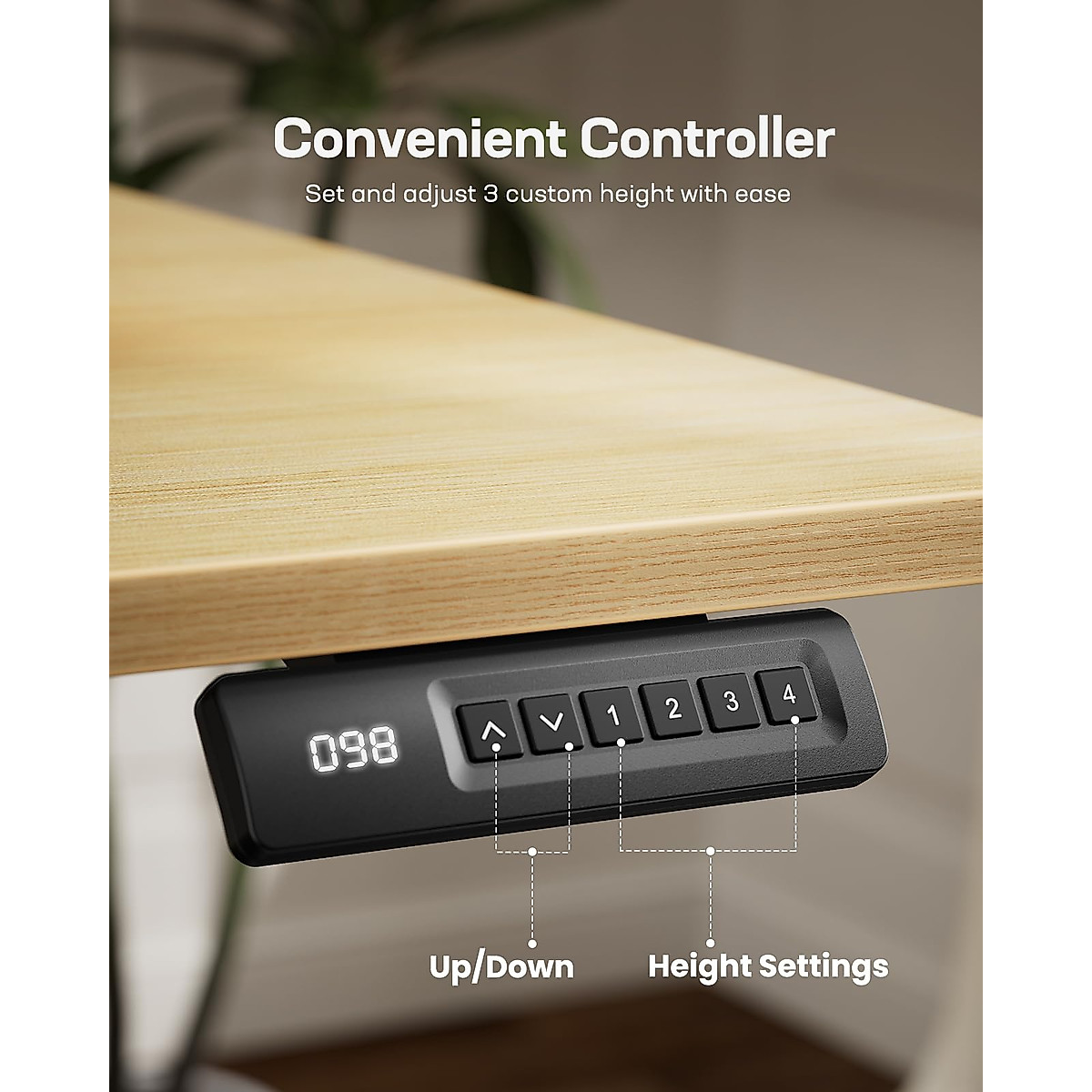 Marsail Electric Standing Desk, 48 * 24 Inch Standing Desk Adjustable Height, Stand up Desk for Home Office Furniture Computer Desk 4 Memory Presets with Headphone Hook