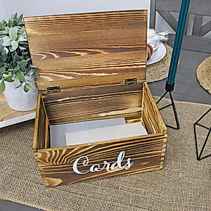 Darware Wooden Wedding Card Box for Receptions (Brown), Rustic Farmhouse Decorative Card Receiving Box for Birthdays, Showers, Graduations and More