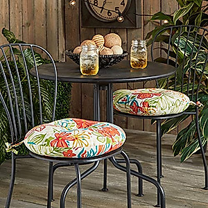 Greendale Home Fashions 15-inch Outdoor Round Bistro Seat Cushion, 2 Count (Pack of 1), Garden Floral