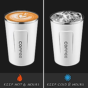 Travel Coffee Mug, Stainless Steel Insulated Tumbler, 12oz Reusable Coffee Mug with Lid, Christmas Gifts for Women Men, Stocking Stuffers, Coffee Cup for Home Office Outdoor Sport Water Bottle.…