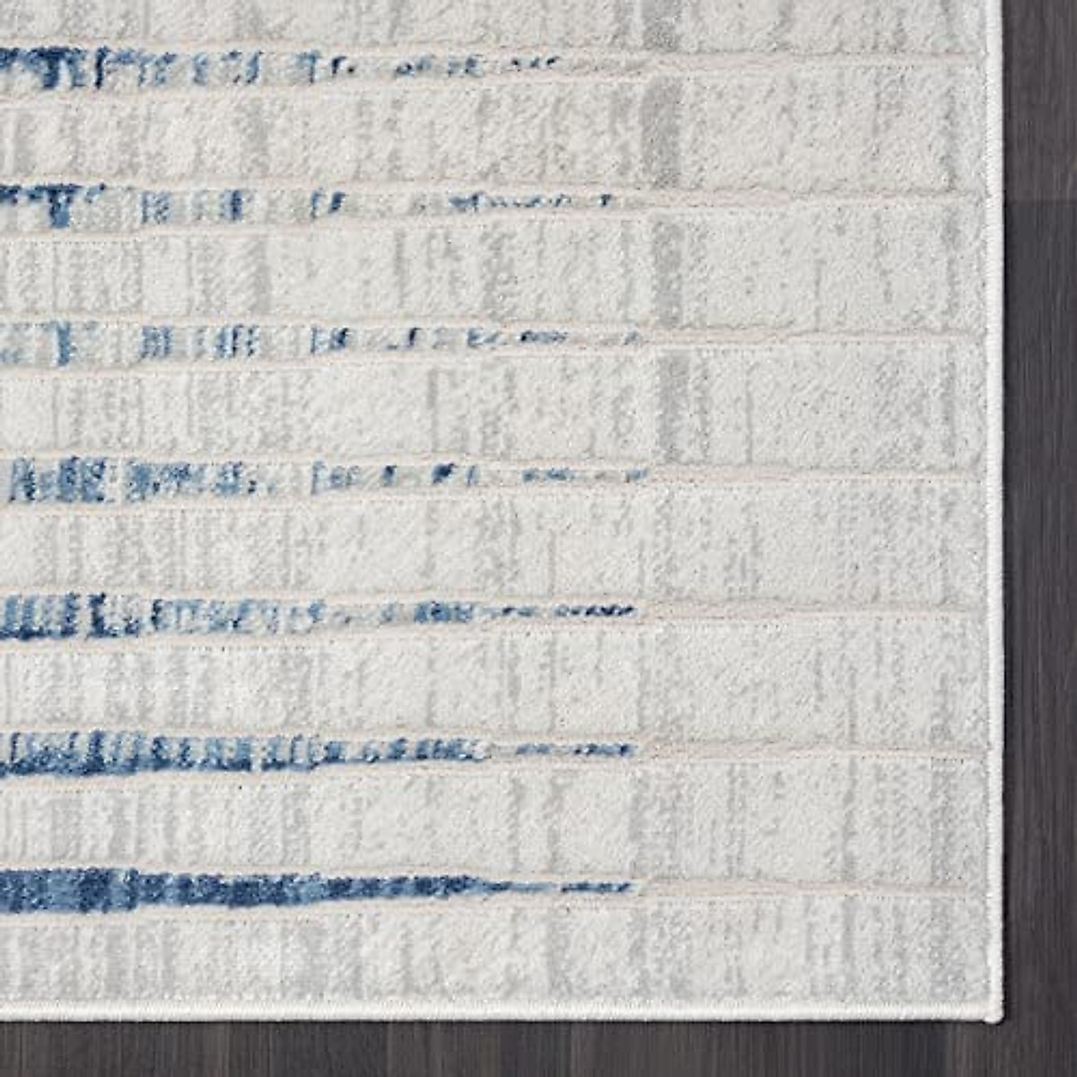 Abani Atlas 4'x6' Blue/Grey Area Rug, Striped Design - Durable Non-Shedding - Easy to Clean