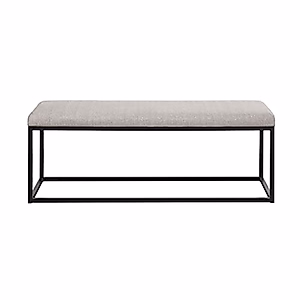 Ball & Cast Modern Upholstered Bench Entryway Bench Ottoman with Metal Frame, 48 Inch Grey