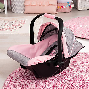 Bayer Design 67933AA Toy, Car Seat Easy Go for Neo Vario Pram with Cover, Doll Accessories, Pink, Grey with Butterfly,Grey/pink, for dolls up to 18"