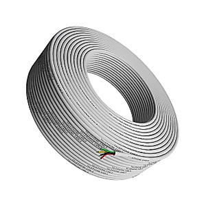 Phone Cable 300ft Rounded White Roll (100m Long) 4x1/0.4 26 AWG Gauge Solid Wire -Round Telephone Cord Line Extension Bulk Rool Reel -compatible with RJ11 4P4C Crimp End Connector Jack - Tupavco TP801