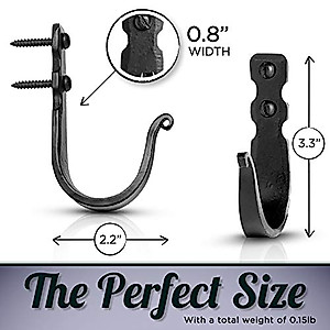 Stur-De Decorative Hooks for Wall - Wall Hooks for Hanging Coats, Hats & Bags, Versatile Towel Hooks for Bathrooms or Kitchen - Wrought Iron Hanging Hooks - Pack of 3, Black - 3.3 x 2 x 0.8 Inches