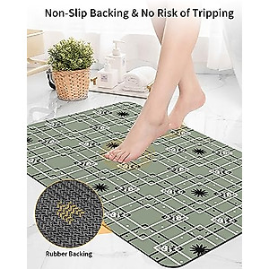 Geometry Bath Mat for Tub,Non Slip Bathroom Floor Runner Rug Quick Dry & Absorbent Diatomaceous Earth Shower Sink Kitchen Living Room Washable Doormat,Modern Boho Polka Dot Minimalist Flowers 16"x24"