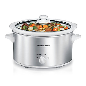 Hamilton Beach 4-Quart Slow Cooker with Dishwasher-Safe Stoneware Crock & Lid, Stainless Steel (33140V)