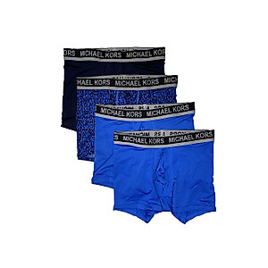 Michael Kors Men`s Performance Poly Boxer Briefs 4 Pack (Blue2(9F11X10954)/B_MK_Print, Small)