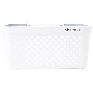 Sistema Stack 'n' Nest Basket-18.5 Litre, White/Grey, 40.8 x 28.8 x 18.9 cm