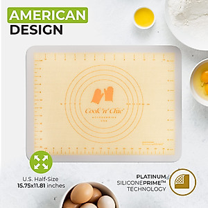 Silicone Baking Mat Thick & Non-Stick Surface - Oven Microwave Dishwasher Freezer Safe - Reusable Sheet for Making Cookies, Baked Goods - Small Rolling Pad for Dough - 15.75"x11.81" by Cook’n’Chic