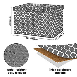 homyfort Toy Chest Box for Boys, Girls, Kids, Large Collapsible Storage Bins Container with Flip-Top Lid & Divider for Nursery, Playroom, Closet, Stuffed Animal, Sturdy Home Organization, Grey