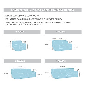 Martina Home - Elastic Cover for 4 Seater Sofa, Model TUNEZ, Color Blue Electric, Measure from 240 to 270 cm