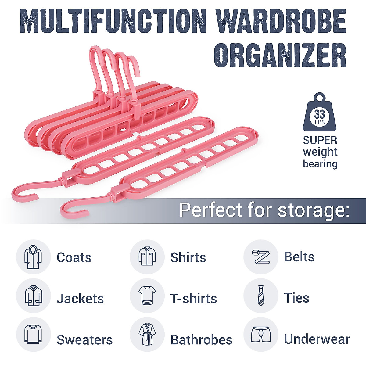 Vita88shop - Closet Organizers and Storage, Pack of 6 Multifunctional Closet Organizer Hangers with 9 Holes Closet Storage Organization for Wardrobe