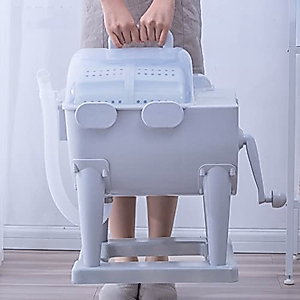 Mini Hand Crank Washing Machine Dehydrator, Portable Non-Electric Drum Washing Machine Spin Dryer for Camping Travelling Outdoor Gray