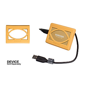 Alltravel External Solid State Drive Bumper Sleeve for Samsung T5 Portable 250GB 500GB 1TB 2TB SSD USB 3.0 External Solid State Drives, Super Strong Bumper Anti Shock, Shake and Drop (Gold)