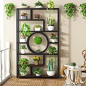 Tribesigns 72 Inch Bookshelf Geometric Bookcase, 8-Tier Industrial Book Shelf with 11 Open Shelving Units, Etagere Bookshelves Display Stand Storage Shelves for Home Office, Living Room