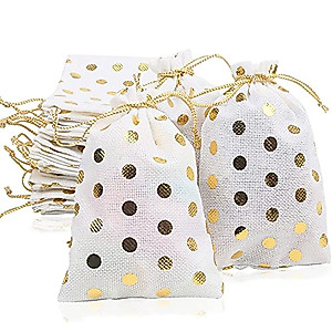 DERAYEE Drawstring Burlap Gift Bags, 5 x 7 Inch Linen doodie Bags for Wedding Party Favors (24-Pack)
