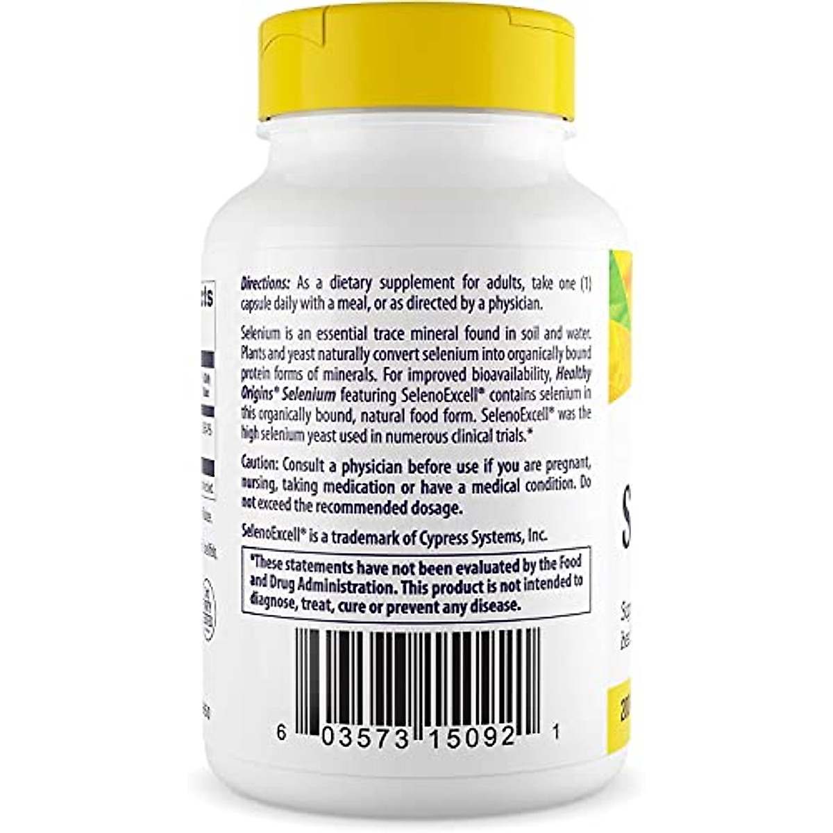 Healthy Origins Seleno Excell Selenium, 200 mcg - Selenium Supplement for Bladder Support - Selenium Pill for Immune System and Cellular Health - Trace Mineral Supplement - 180 Capsules