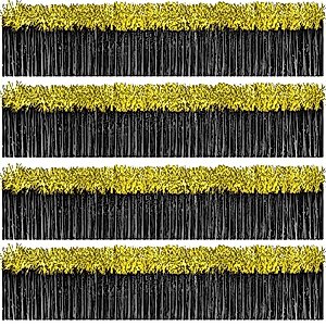 10 Pcs Graduation Parade Float Decorations, Include Foil Fringe Garland Set of 4 and Metallic Twist Garland Set of 6, Car Decorations for Congrats Grad (Black and Gold)