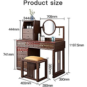 LEONYS Vanity Dressing Table or Makeup Desk with 7-Drawers, with Mirror,Cushioned Stool, Home Furniture Bedroom Makeup Vanity Table Stool Set