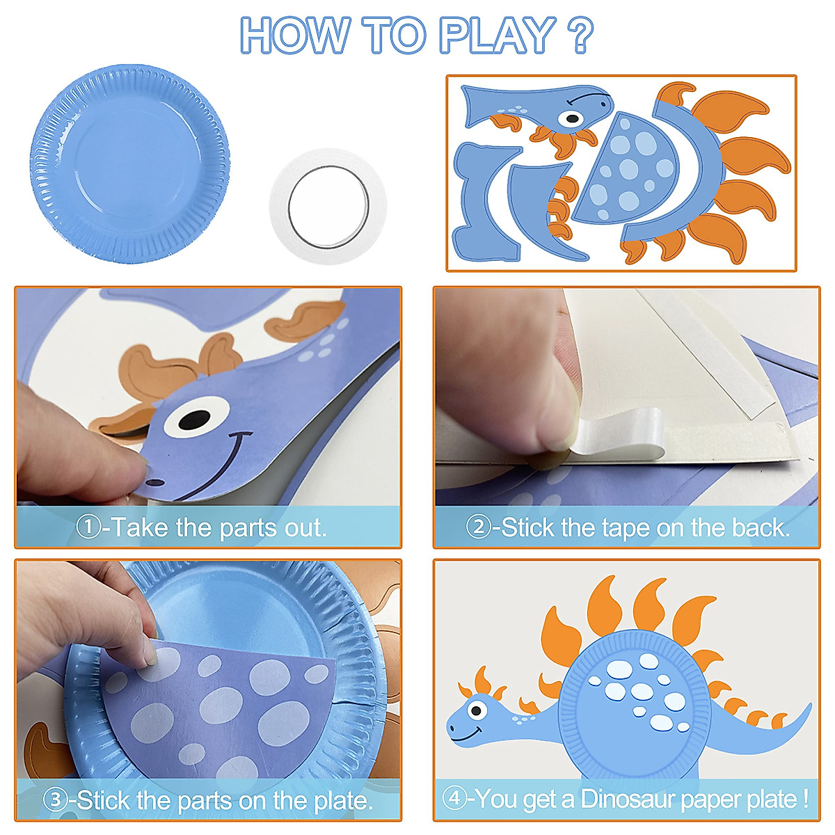 DISHIDIANZI Art Craft Gifts for Kids - 11 Paper Plate Art Kit Toys for Over 3 Years Old Boys Girls Toddlers, DIY Dinosaur Art Supplies for Kids Preschool/Party Gifts/Birthday/Christmas Game Crafts