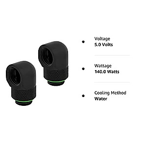 Corsair Hydro X Series 90° Rotary Adapter Twin Pack, Black, Model Number: CX-9055009-WW